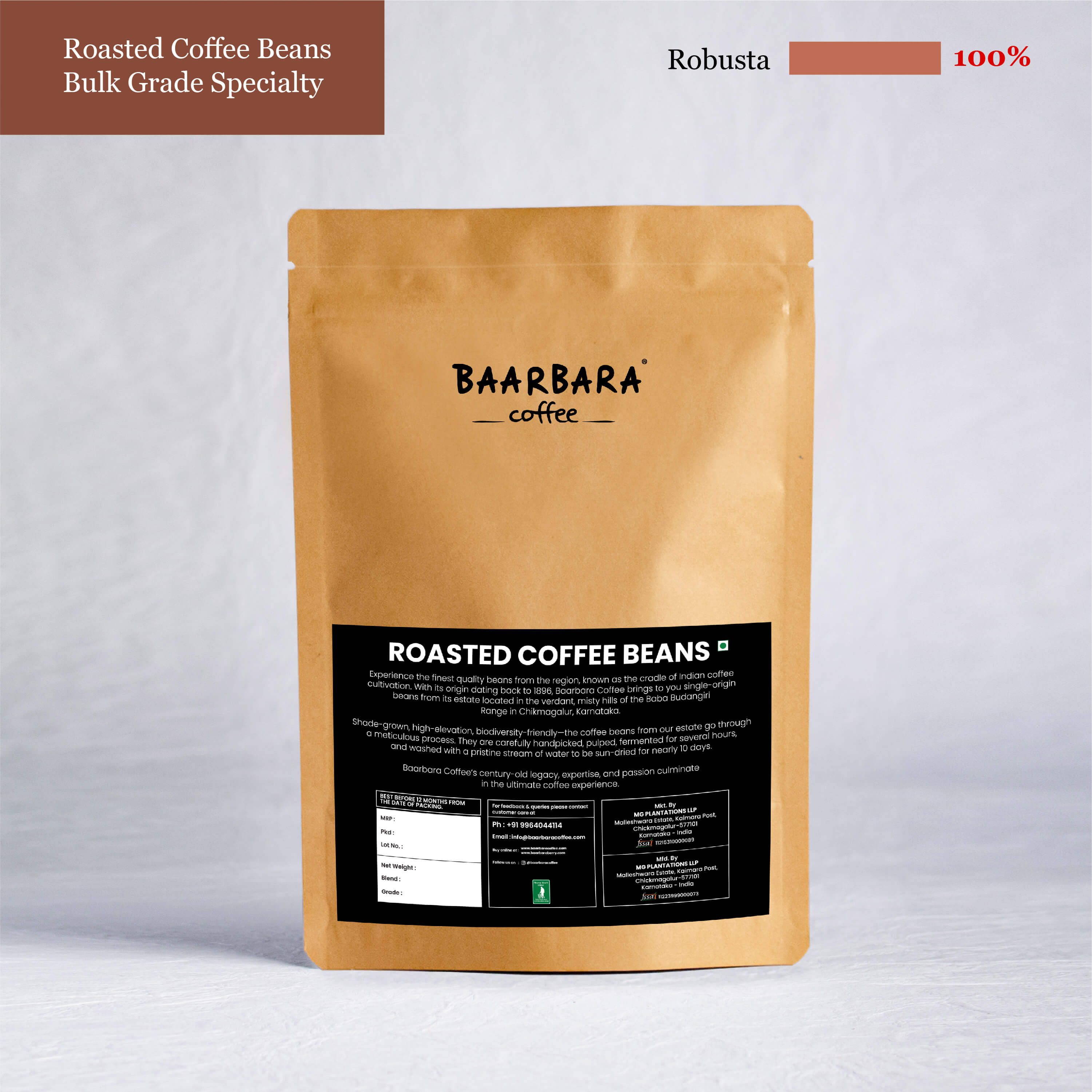 100% Robusta - Roasted Coffee Beans Bulk Grade Specialty – Baarbara Coffee