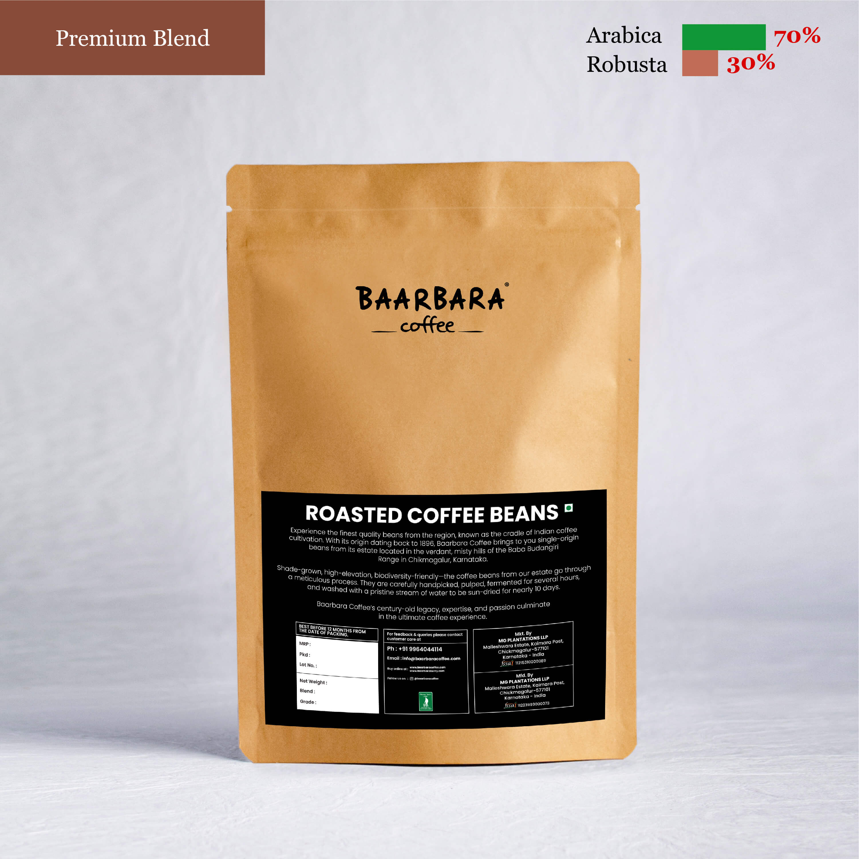 70% Arabica - 30% Robusta Roasted Coffee Beans Premium Blend – Baarbara ...